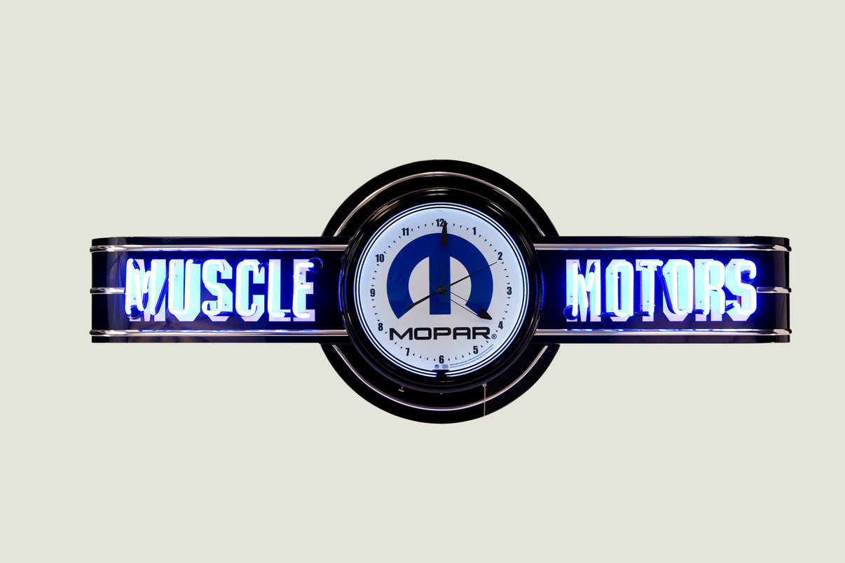 MUSCLE MOTORS Mopar Neon Clock Sign - Black – OLDNEONS.COM